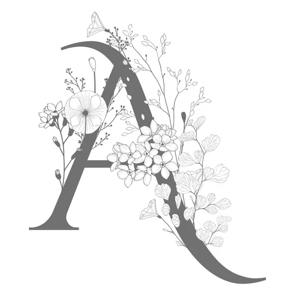 Vector Hand Drawn floral uppercase letters monograms — Stock Vector ...