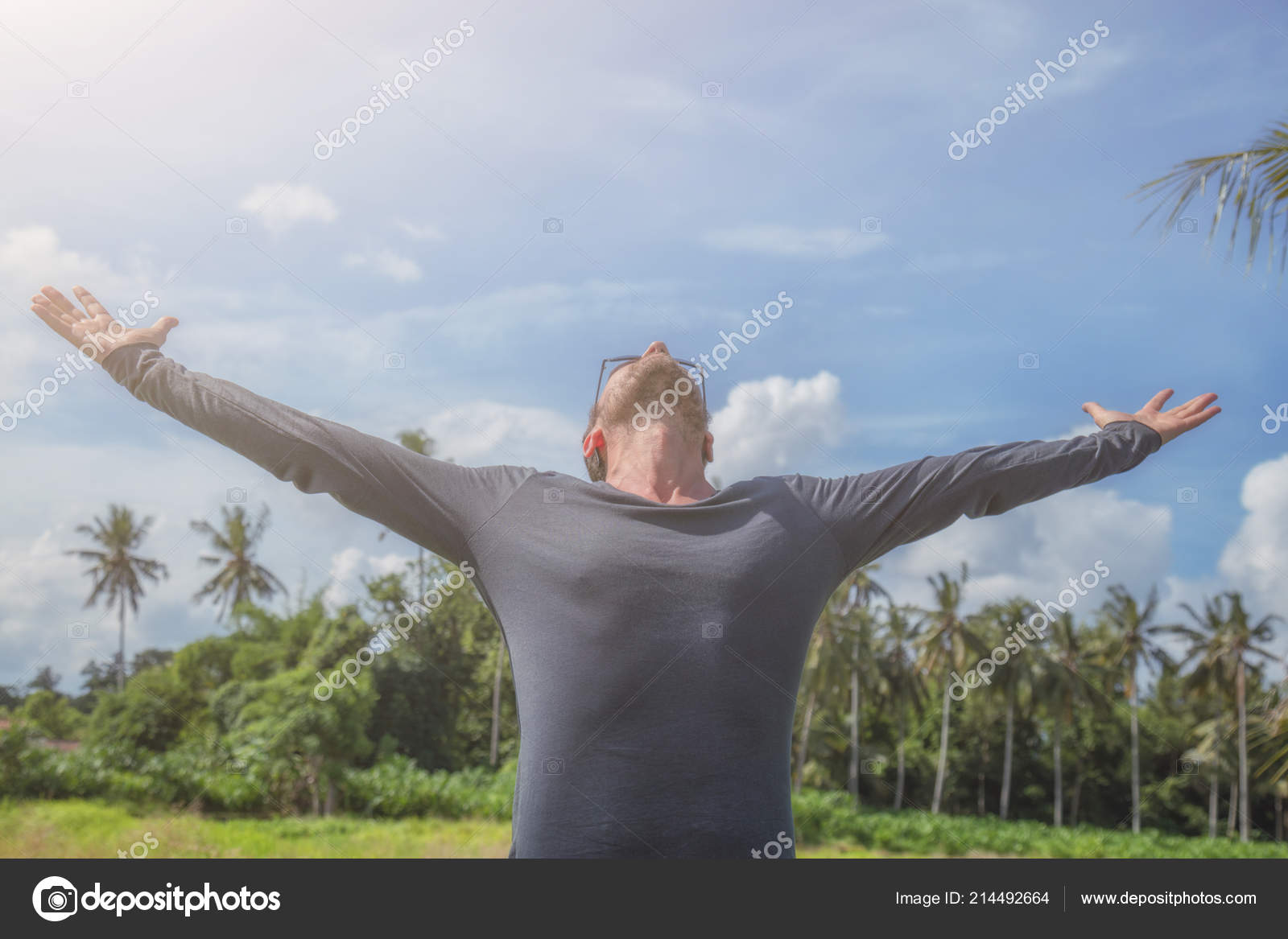 Man Arms Wide Open Enjoying Nature Stock Photo by ©milangucci 214492664