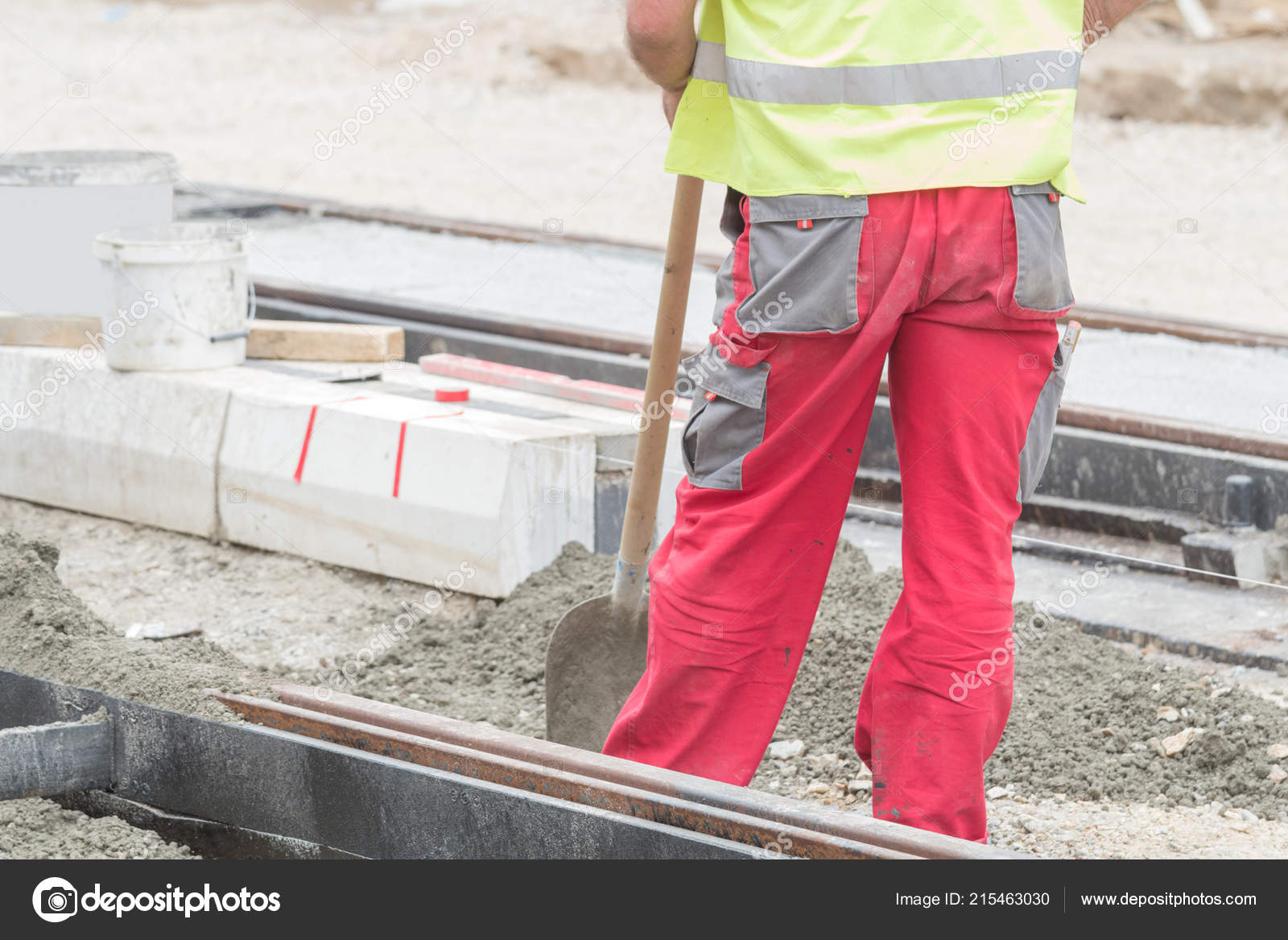 Hard Working Construction Industry Man Shovel — Stock Photo ...
