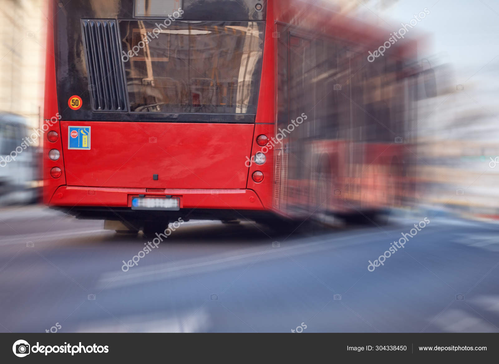 Public transportation / bus in urban surroundings on the street ...