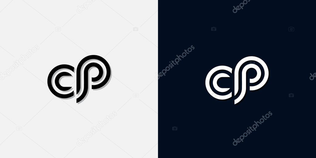 Moderno Resumen Letra inicial CP logo. Este icono incorpora con dos tipos de letra abstractos en ...
