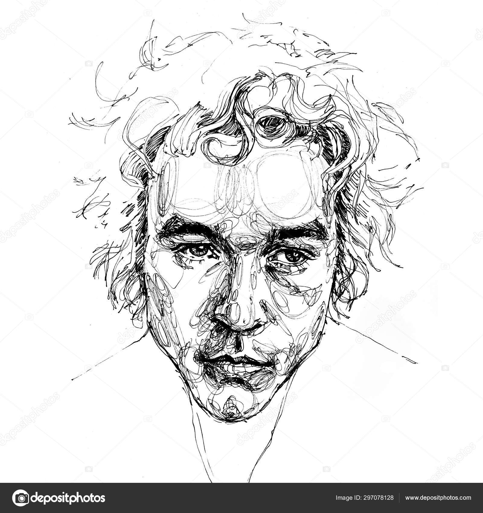 Sketch Portrait Famous Actor Heath Ledger Black Pen Stock Image Stock ...