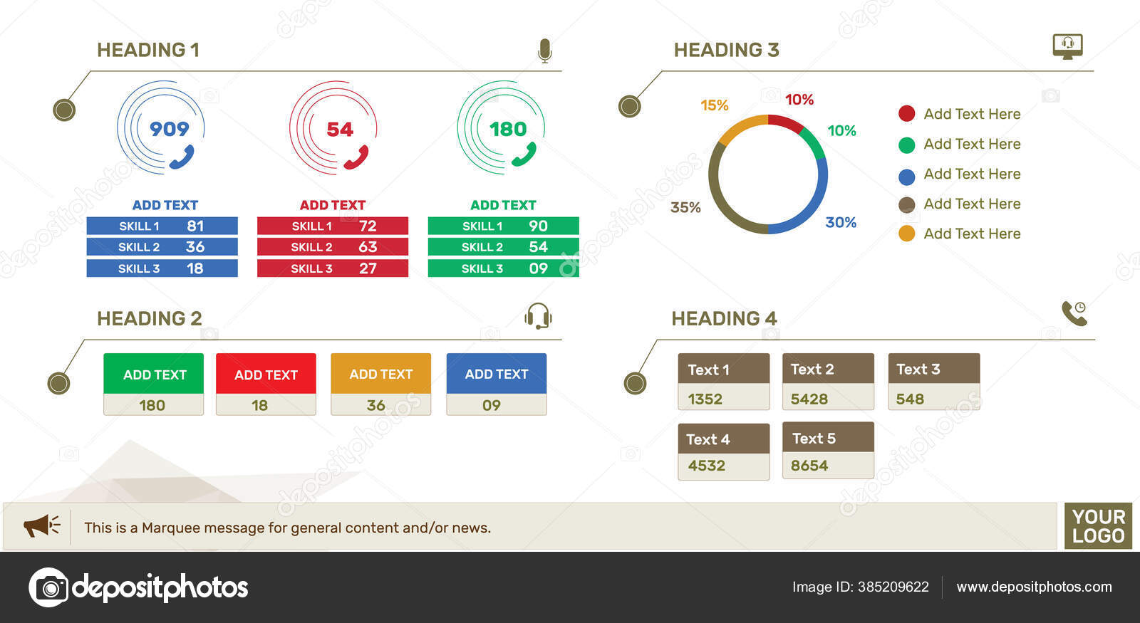 Dashboard Modern Presentation Data Graphs Diagrams Pie Chart Data Grid ...