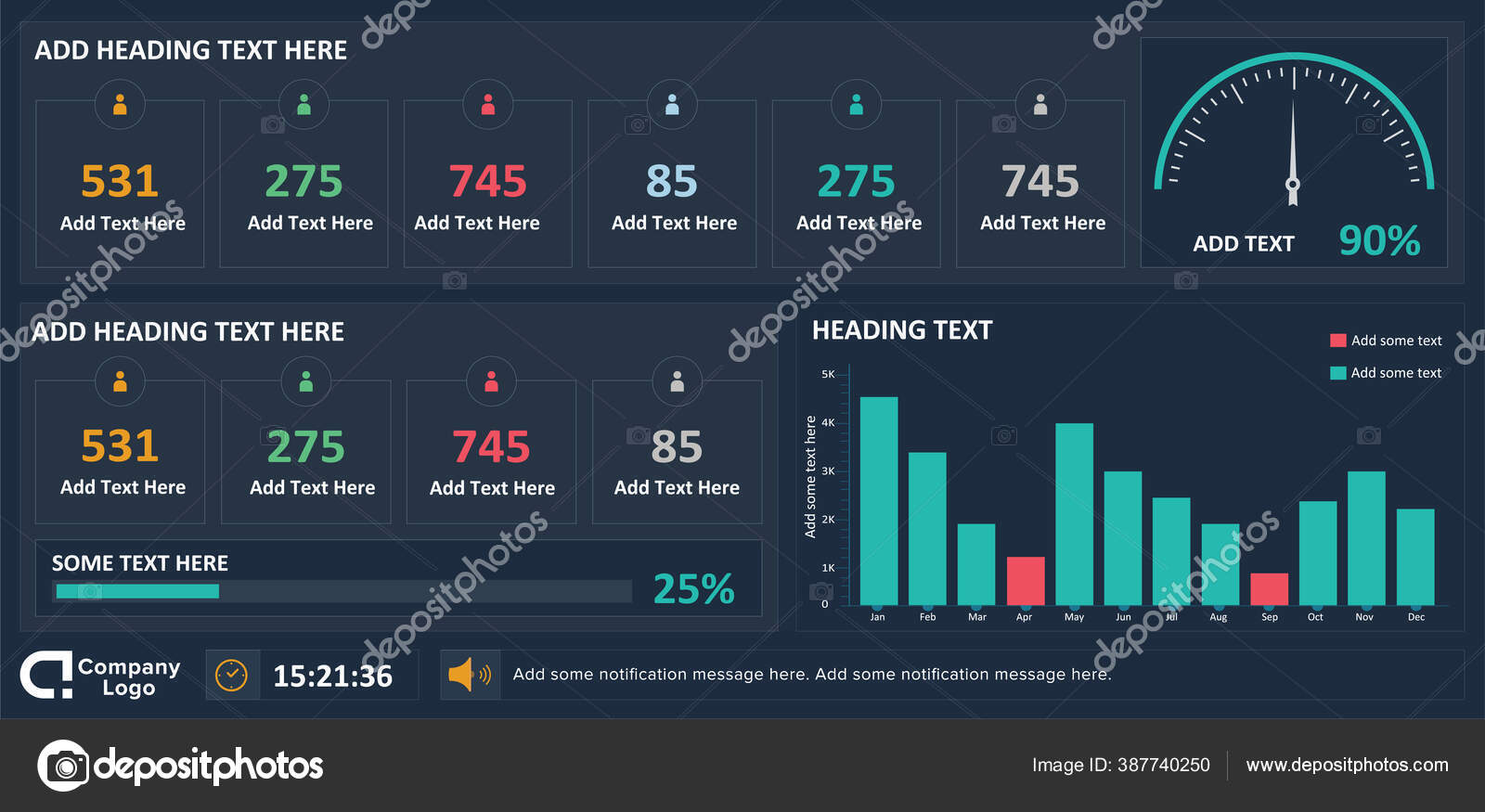 Infographic Dashboard Template Simple Interface Admin Panel Bar Graph ...