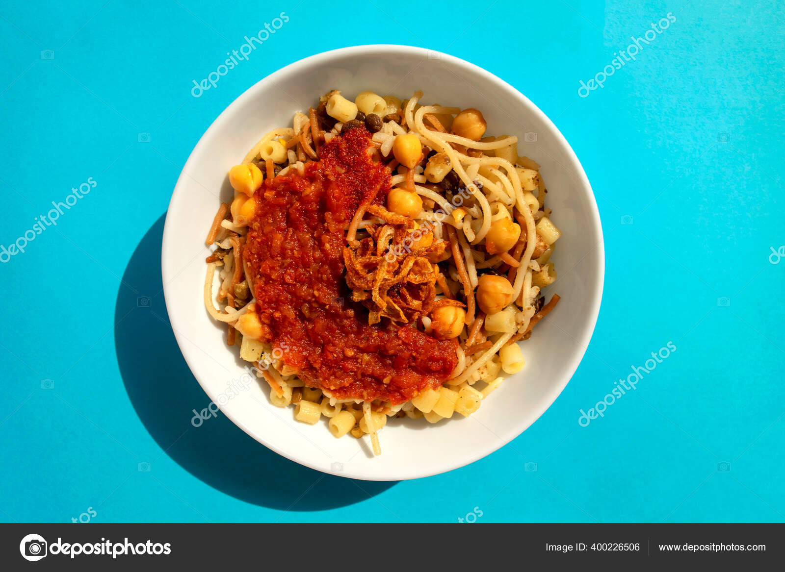 Famous Traditional Arabic Egyptian Dish Koshari National Kushari White ...