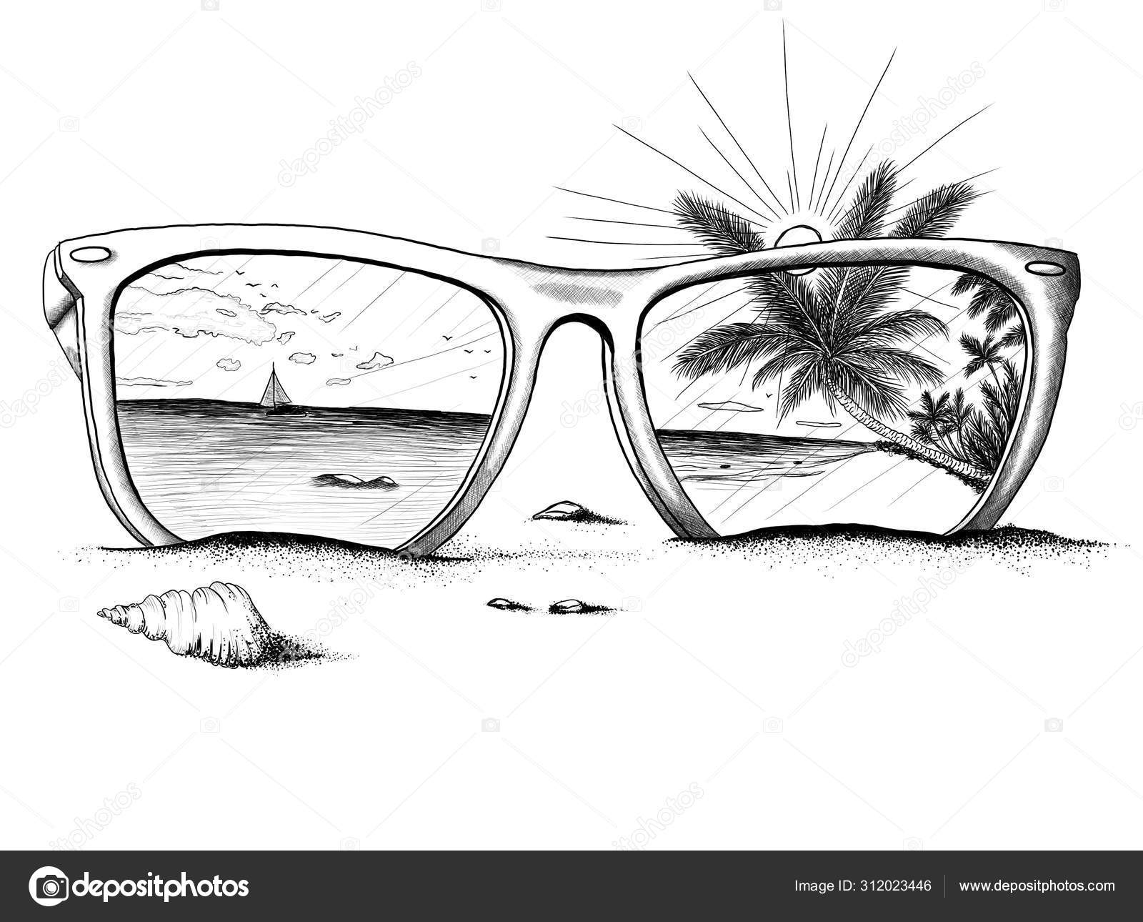 Sunglass Reflection Drawing