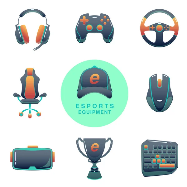 Color Esports icons set. Game tournament. Vector gaming devices ...