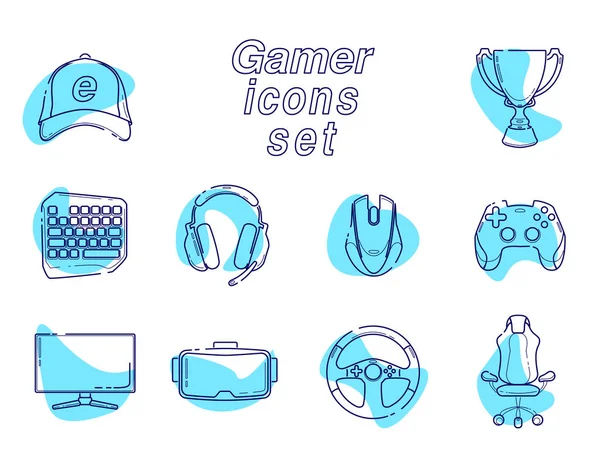 Color Esports icons set. Game tournament. Vector gaming devices ...
