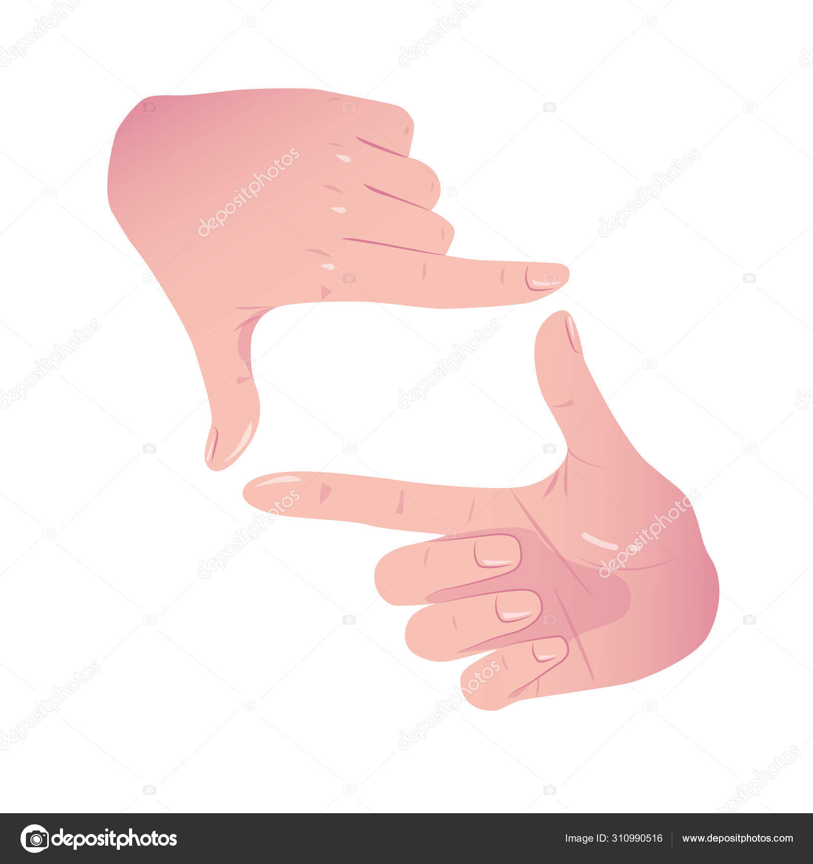 Gesto de recorte de marco de manos. Manos de marco plano. Las manos ...