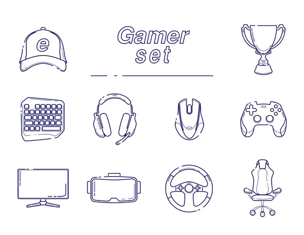 Color Esports icons set. Game tournament. Vector gaming devices ...