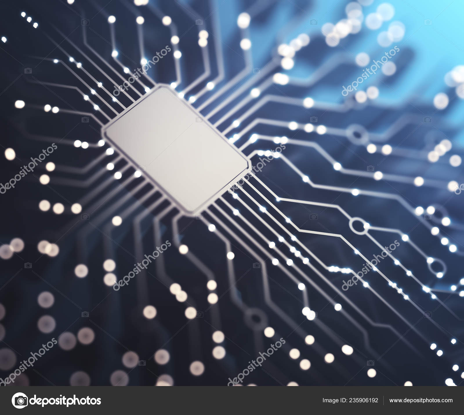 Microchip Gold Connections Depth Field Concept Technology Electronic ...