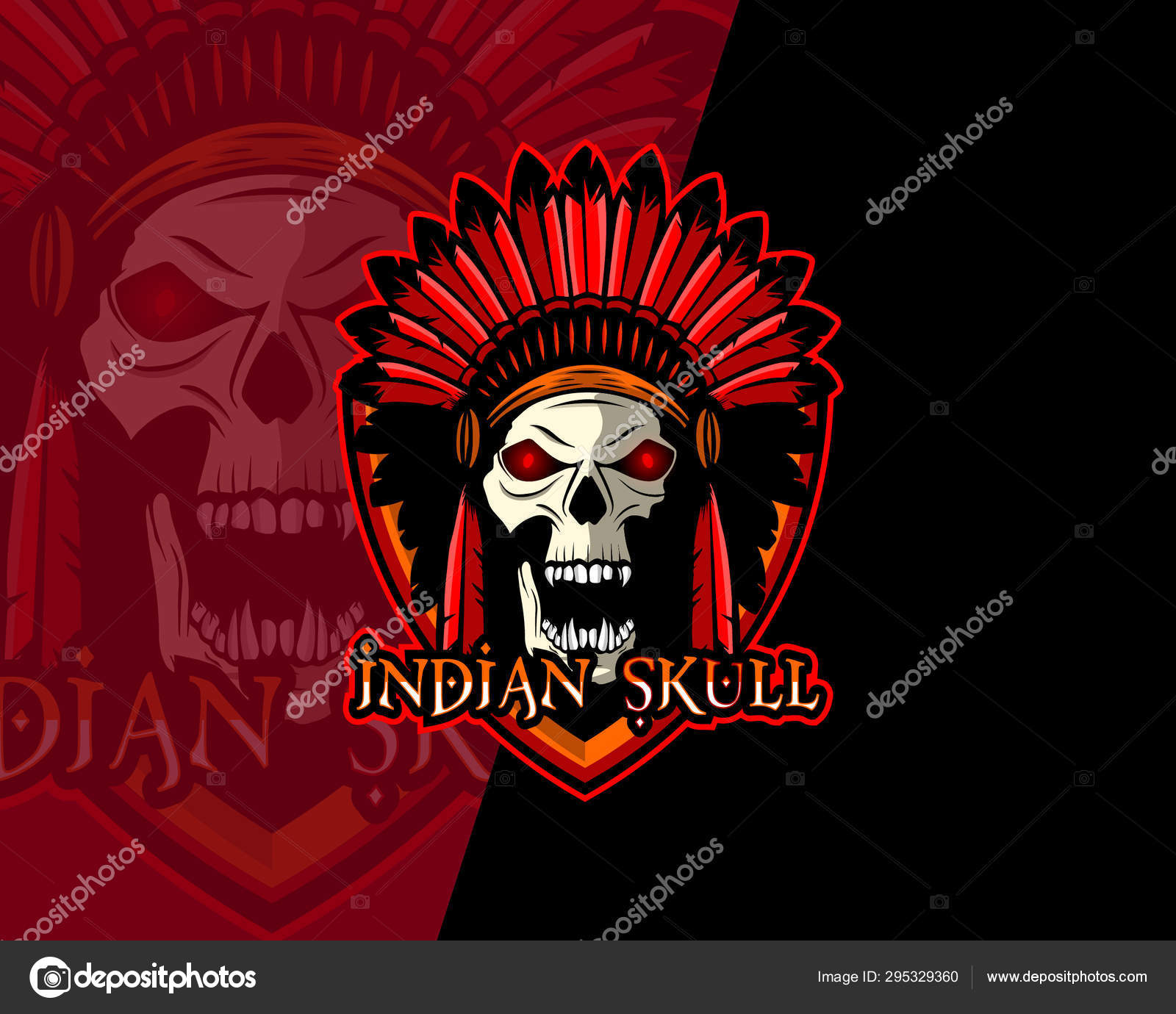 Indian Skull Esport Gaming Mascot Logo Template Stock Vector Image by ...