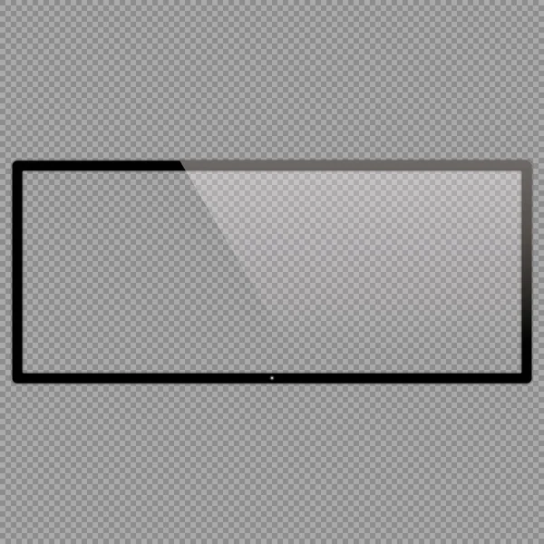 21x9 LCD monitor set vector illustrations. Realistic empty TV frame ...