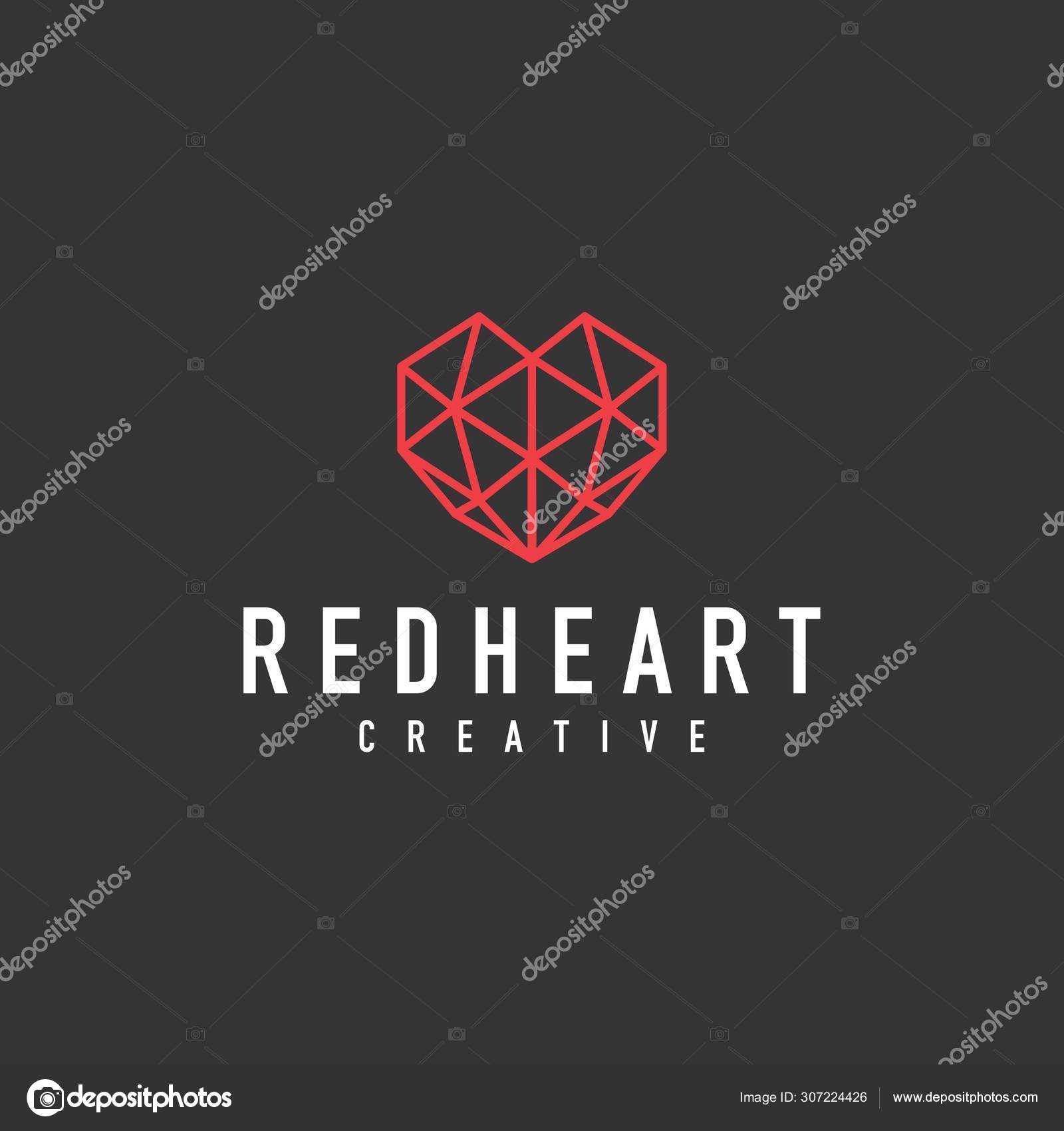 Geometric Heart Sign Logo Vector Design Dark Background Stock Vector by ...