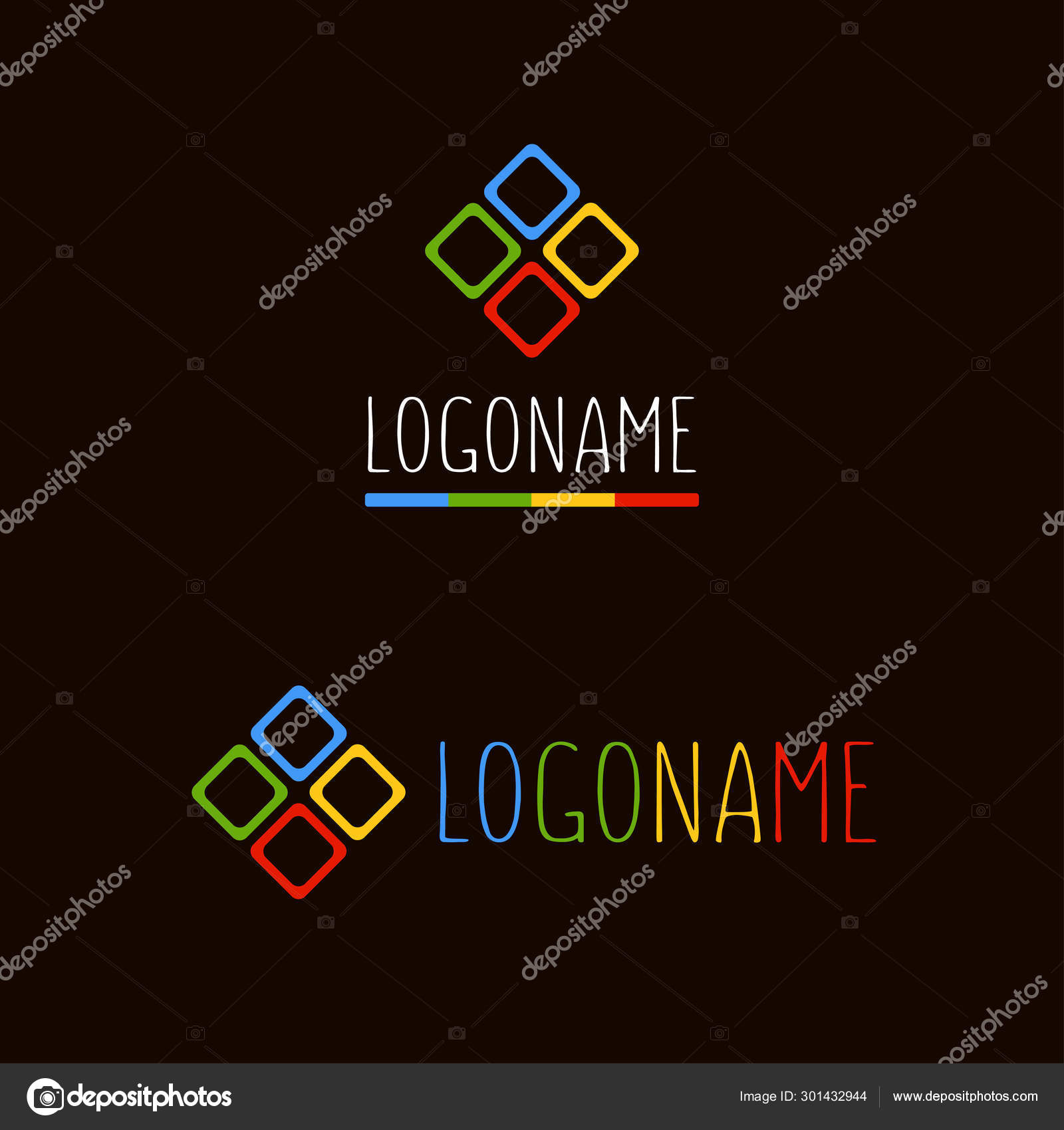 Colorful Diamond Lozenge Rhombus Logo Primary Color Vector Logo Design ...