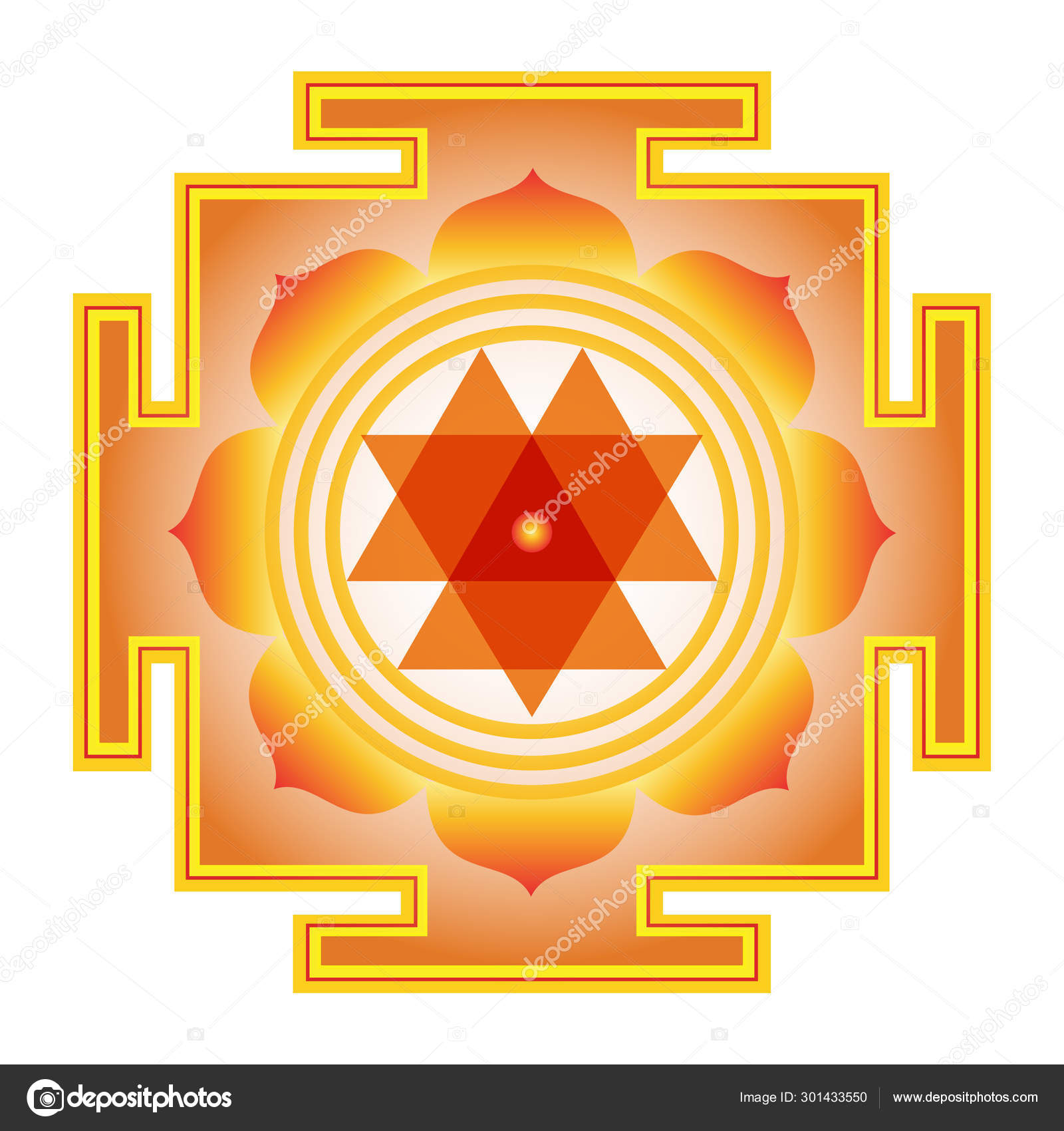 Orange Mandala Shri Durga Yantra Indian Mandala Yantra Hinduism Vector ...