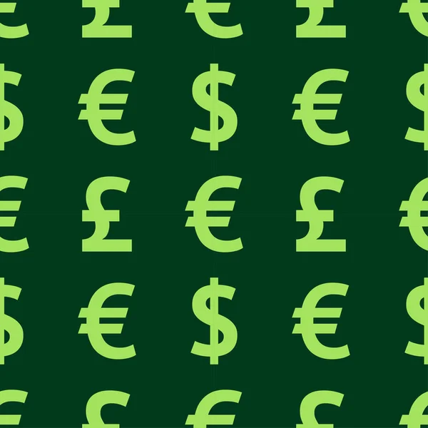 Green Background Currency World Currency Signs Vector Seamless Pattern ...