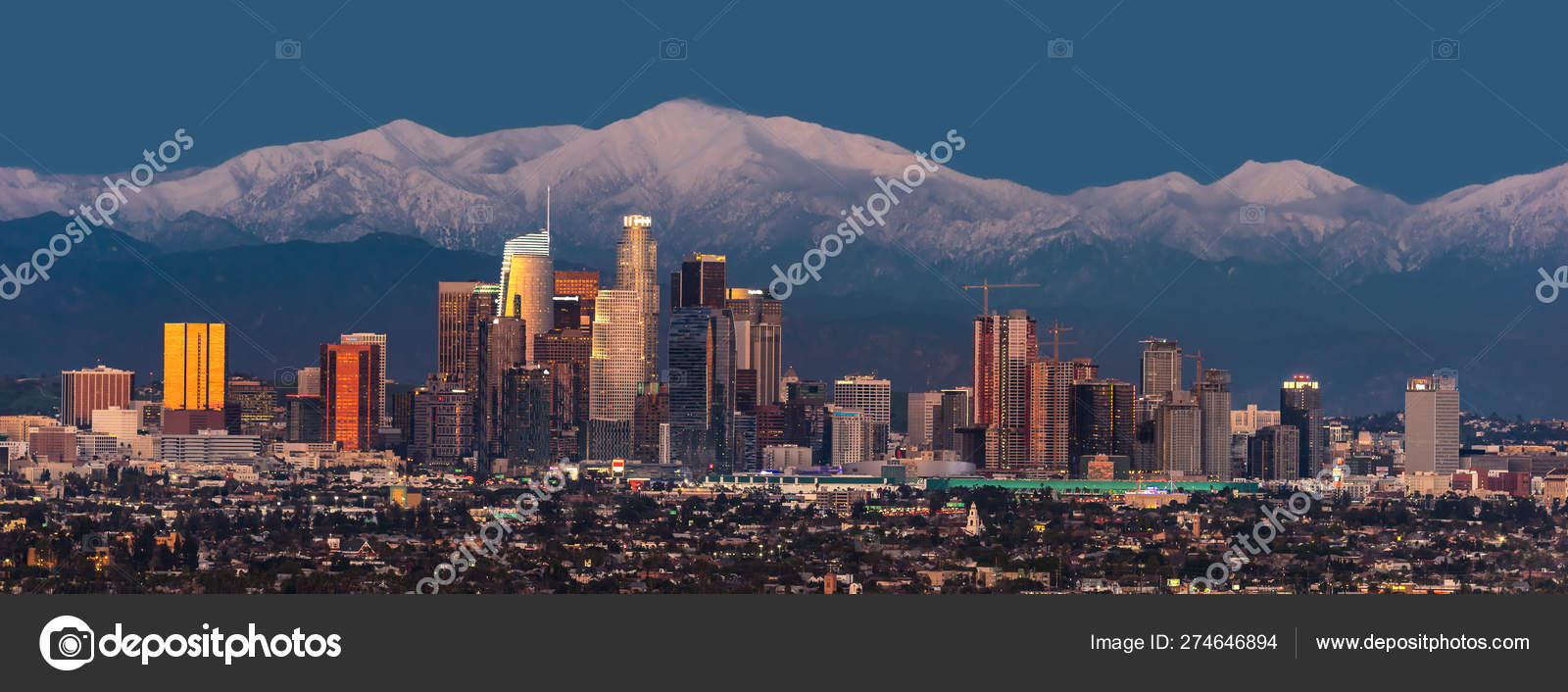 Los Angeles Skyline At Night Panorama
