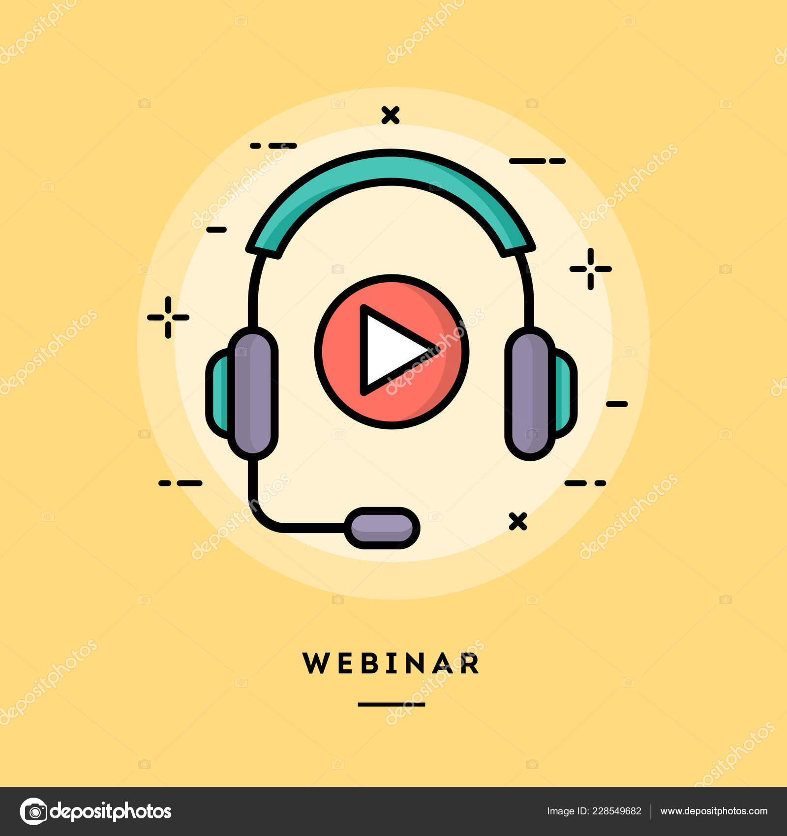 Webinar, flat design thin line banner Stock Vector by ©mrvvv 228549682
