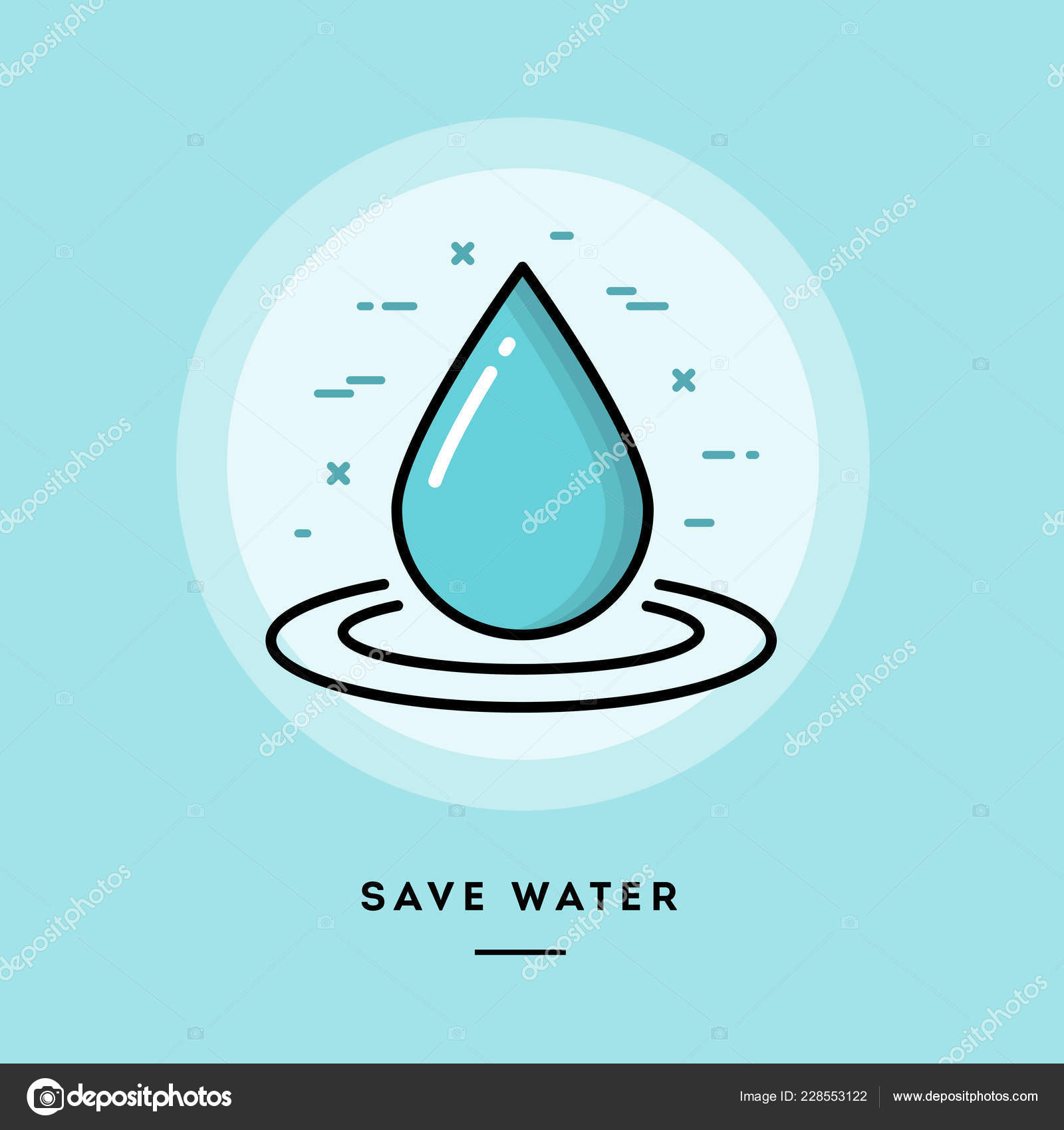 Water Flat Design Thin Line Banner Usage Mail Newsletters Web Stock ...