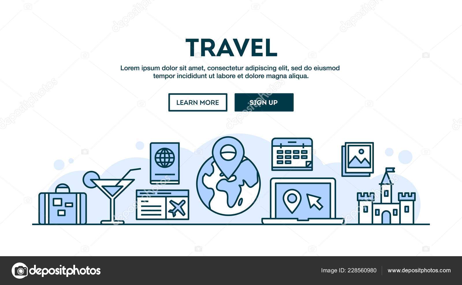Travel, concept header, flat design thin line style Stock Vector Image ...
