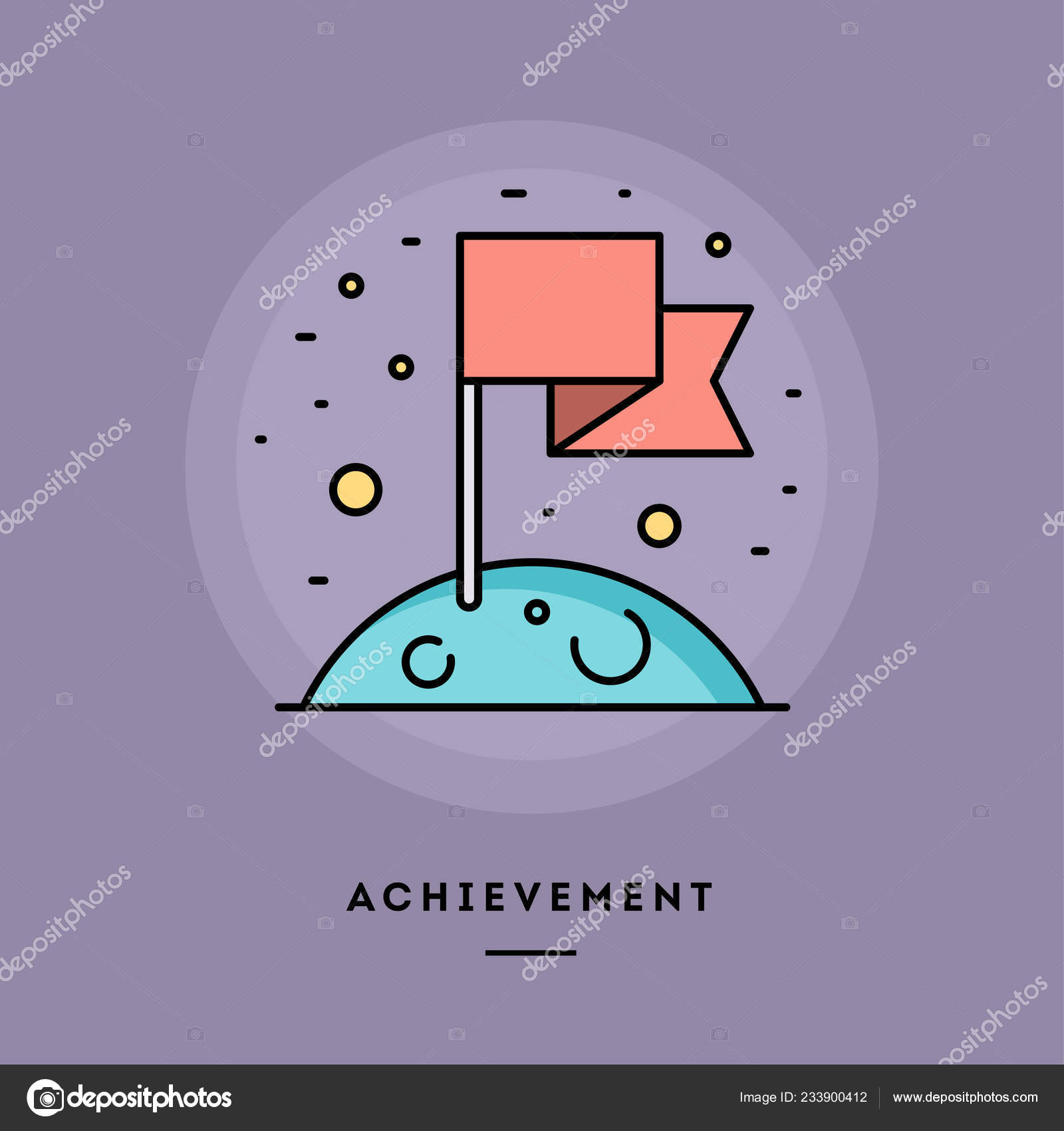 Achievement, flat design thin line banner. Vector illustration. Stock ...