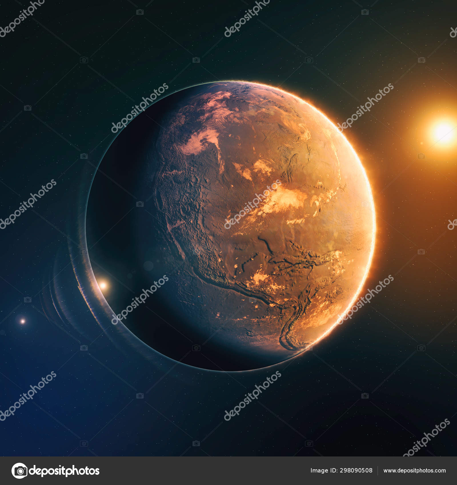 Realistic Render Dried Dead Planet Earth Totally Deserted Oceans Only ...