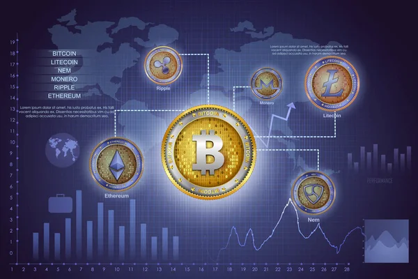 Bitcoin on hi-tech cryptocurrency digital currency with encryption ...