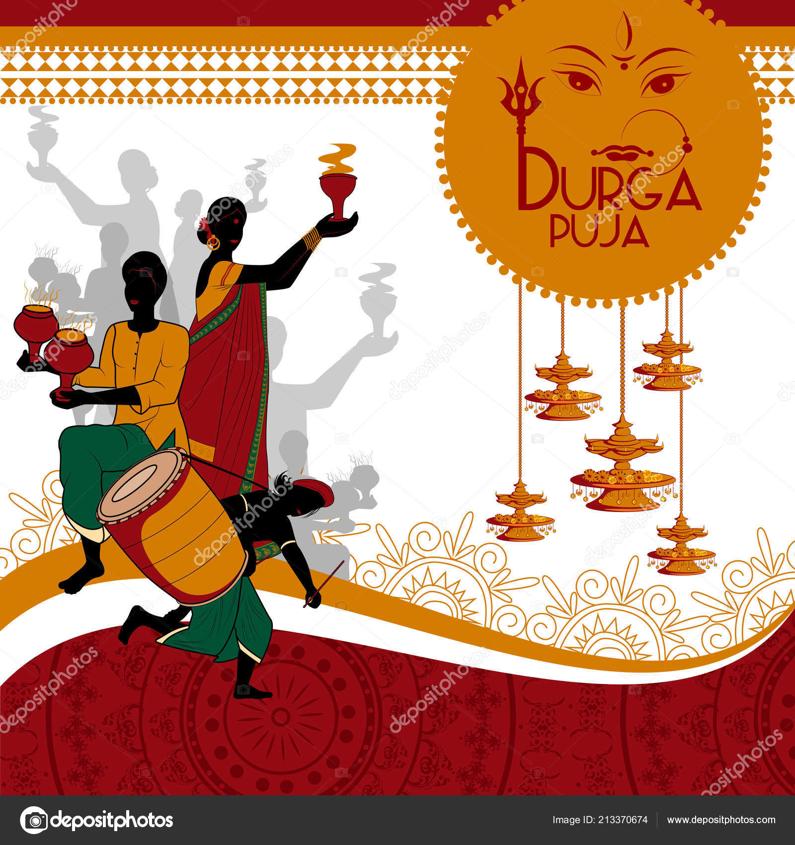 Happy Durga Puja India festival holiday background Stock Vector Image ...