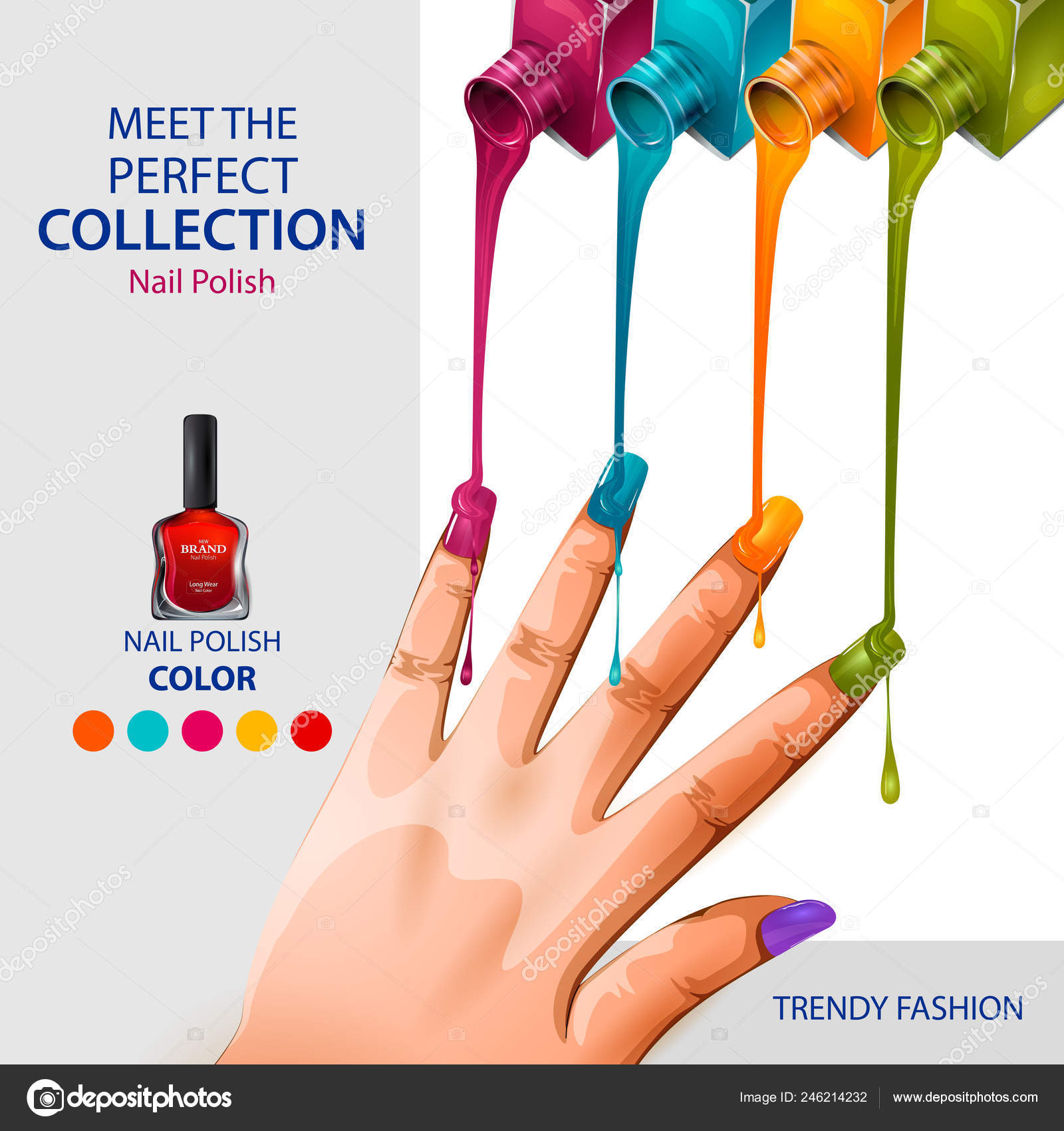 Advertisement promotion banner for trendy colorful Nail Polish fashion ...