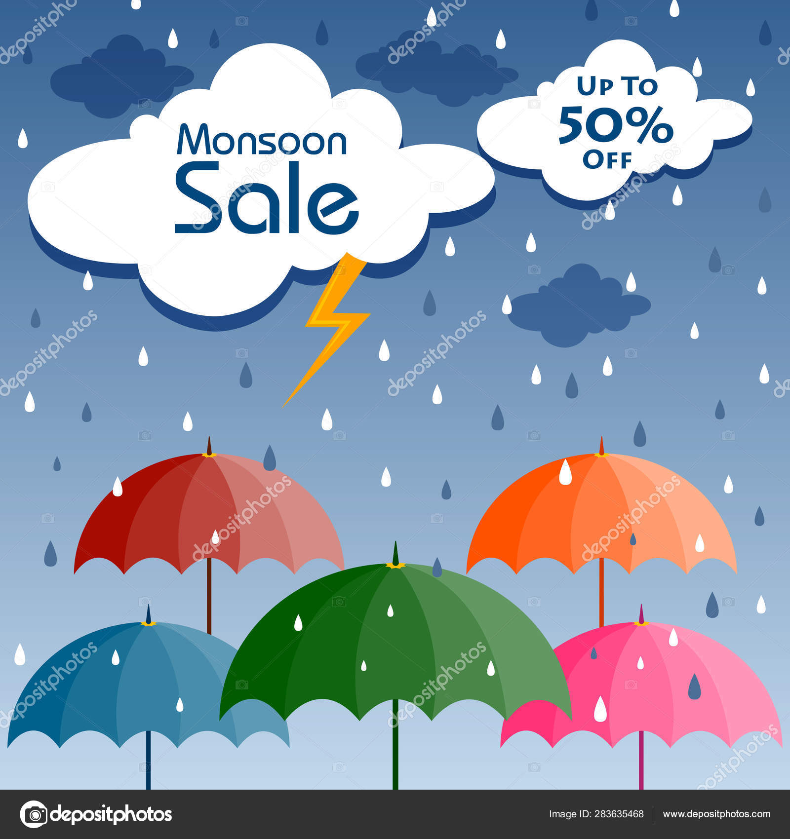 Great monsoon sale and promotion advertisement banner background ...