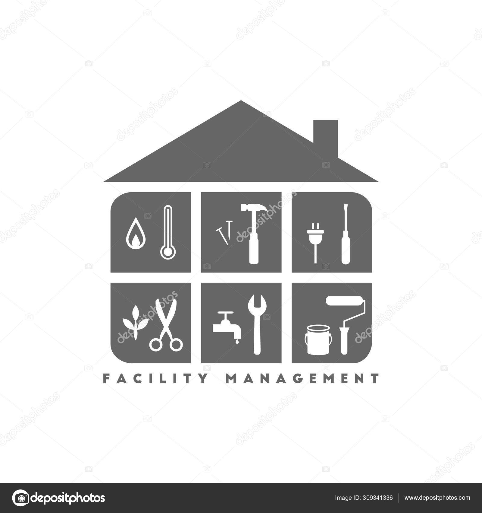 Facility Management Concept Building Various Working Tools Stock Vector ...