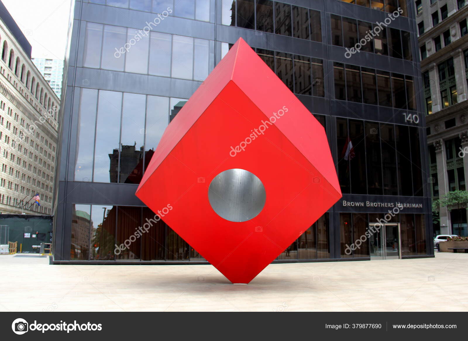 Red Cube Iconic Street Sculpture Isamu Noguchi 140 Broadway Lower ...
