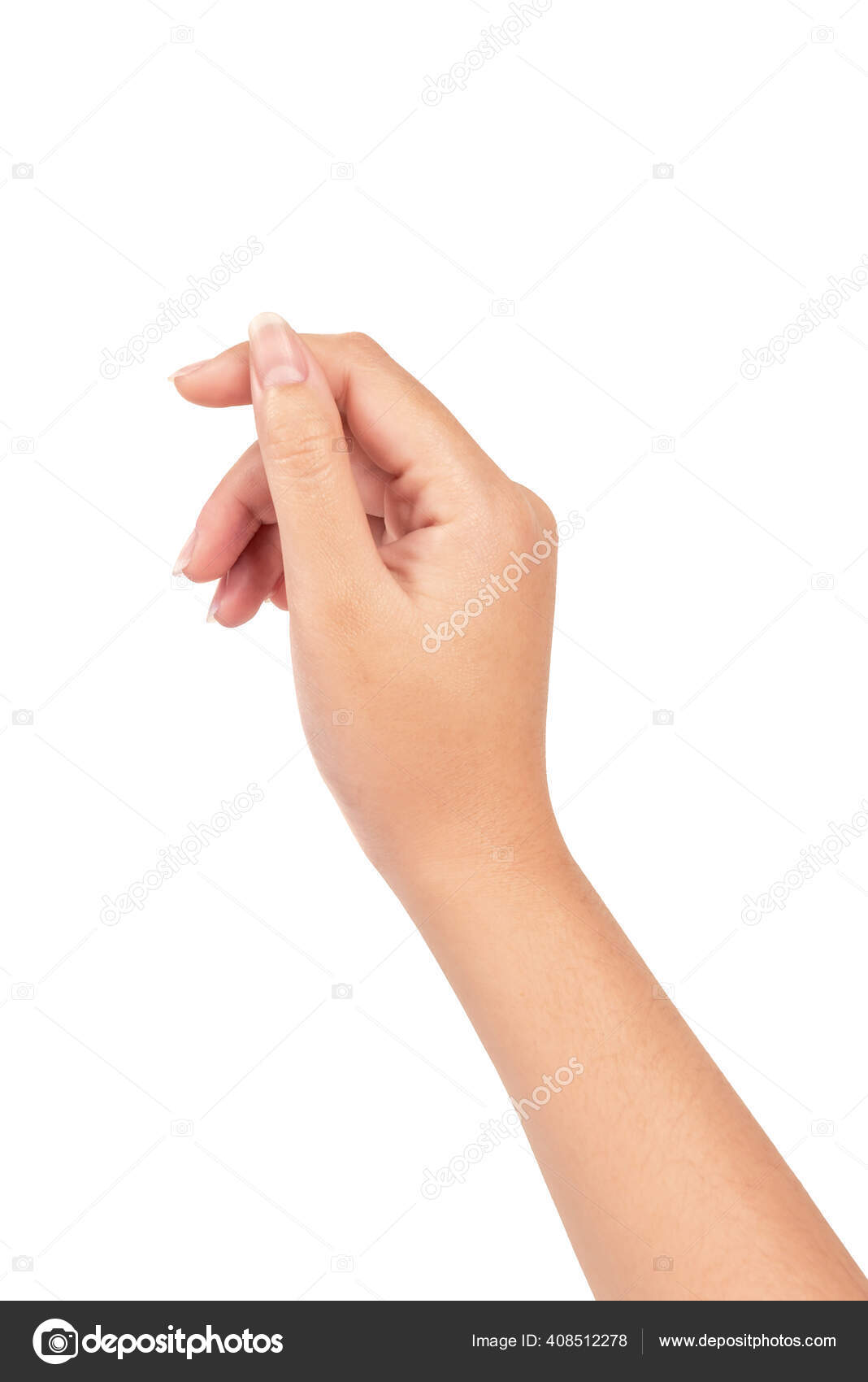 Woman Hand Gesturing Isolated White Background Show Stock Photo by ...