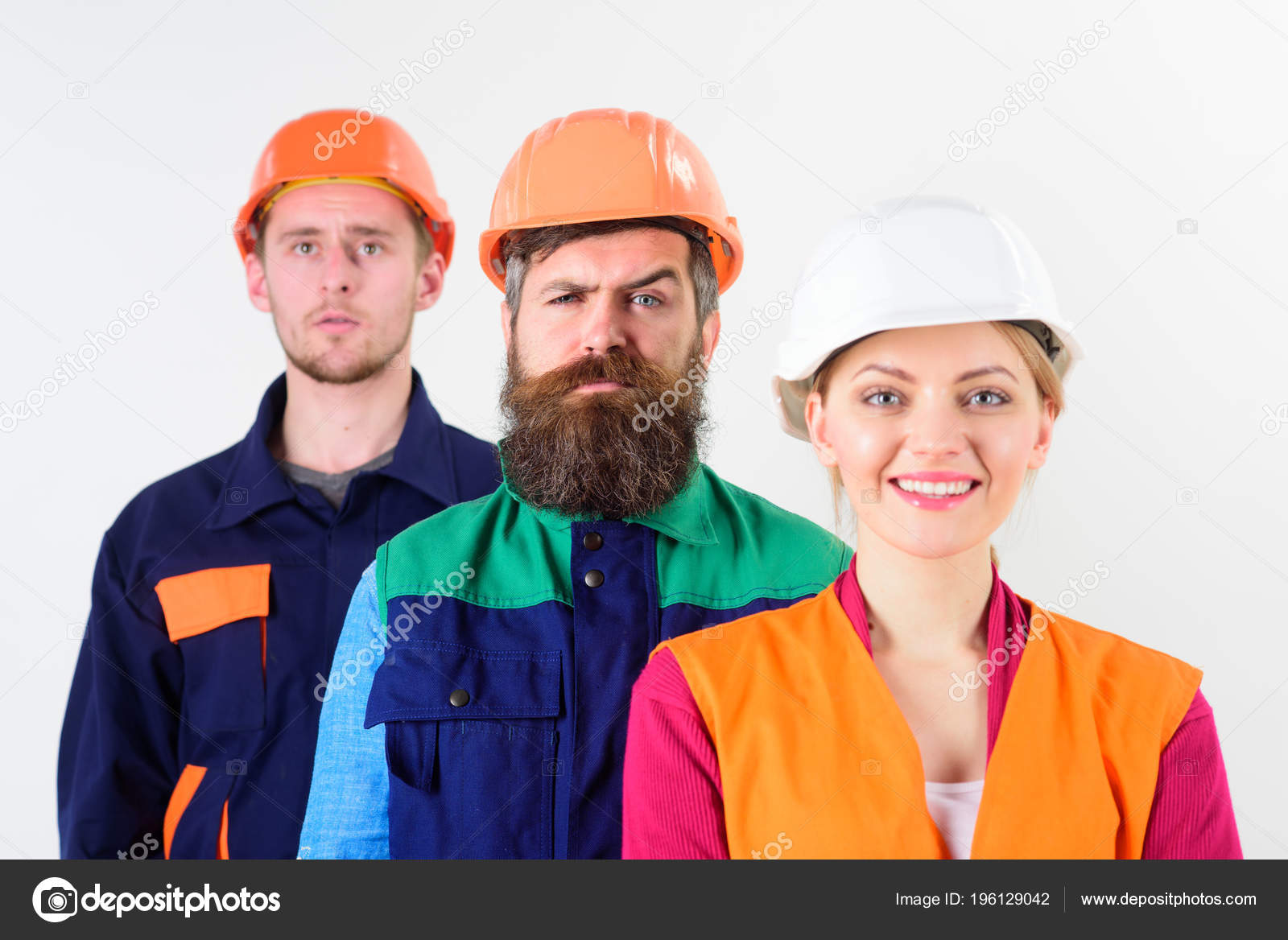 Different people in team of architects, labourers, builders, — Stock ...