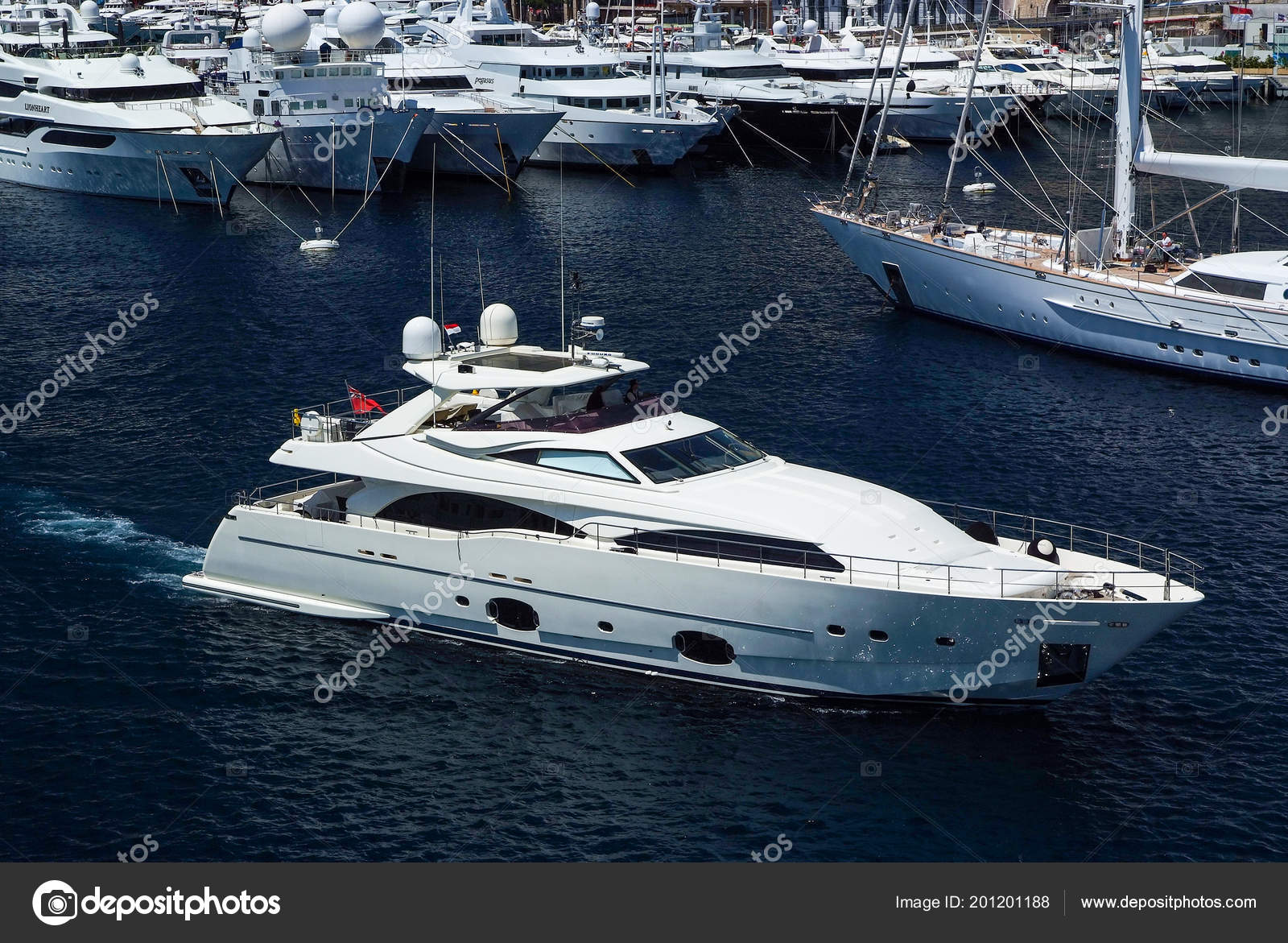 Monte Carlo, Monaco - December 08, 2009: motor yacht in navigation from ...