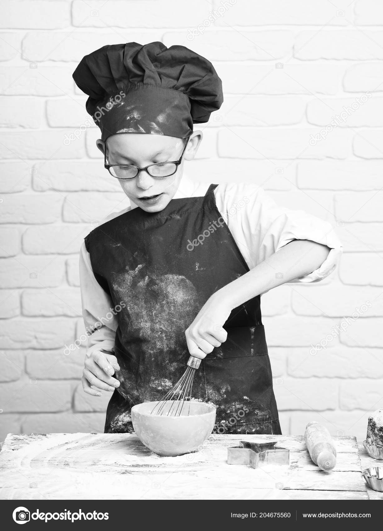 Stained cute cook chef boy — Stock Photo © stetsik #204675560