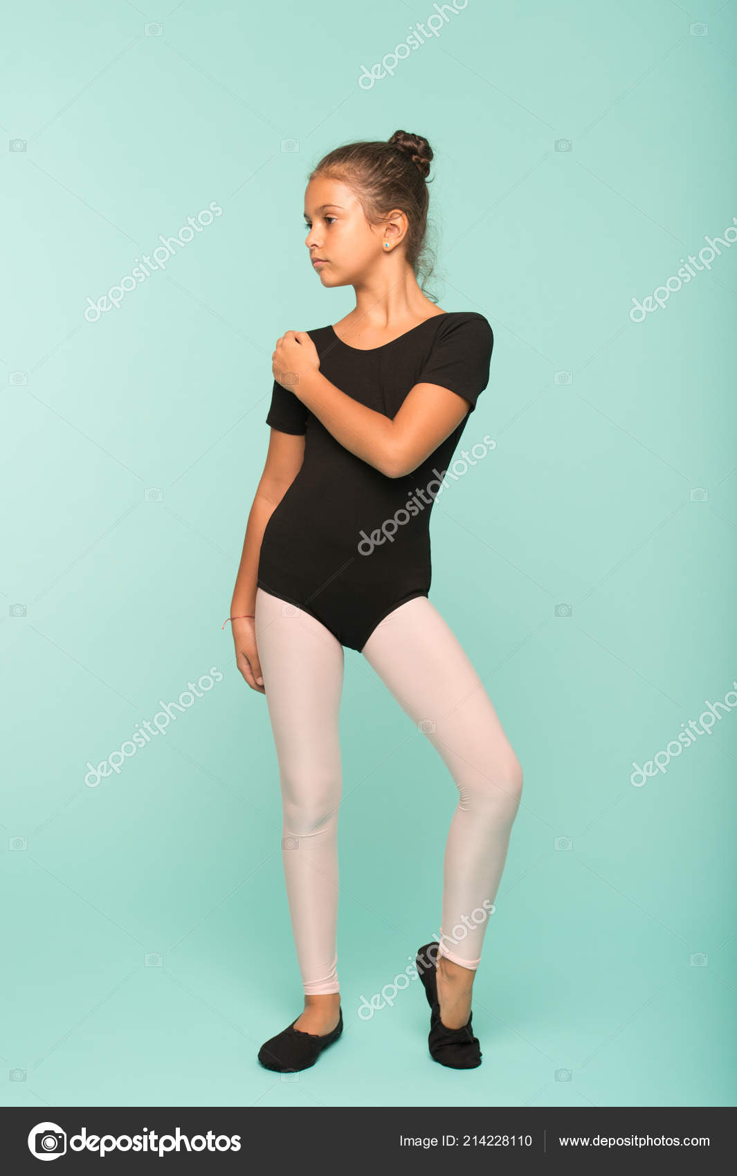 Little girl study dancing in dance school. Little girl have dance ...