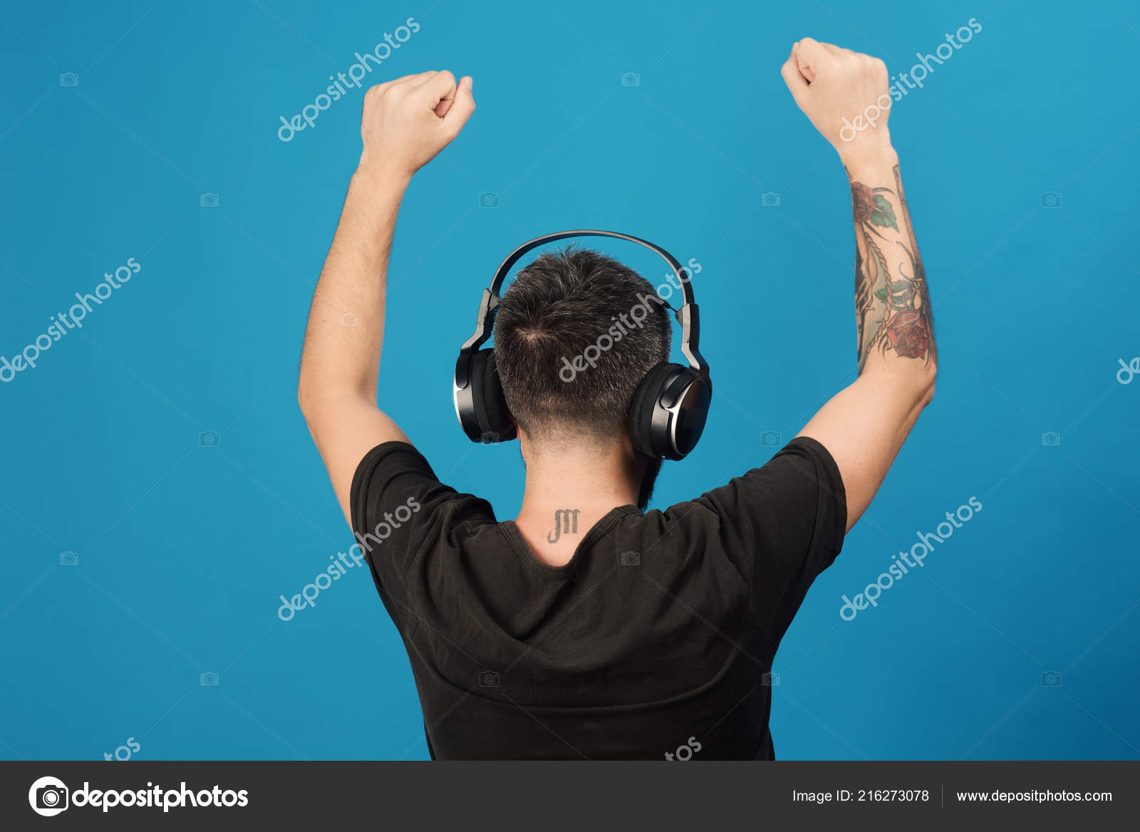 Headphone Tattoo Around Neck