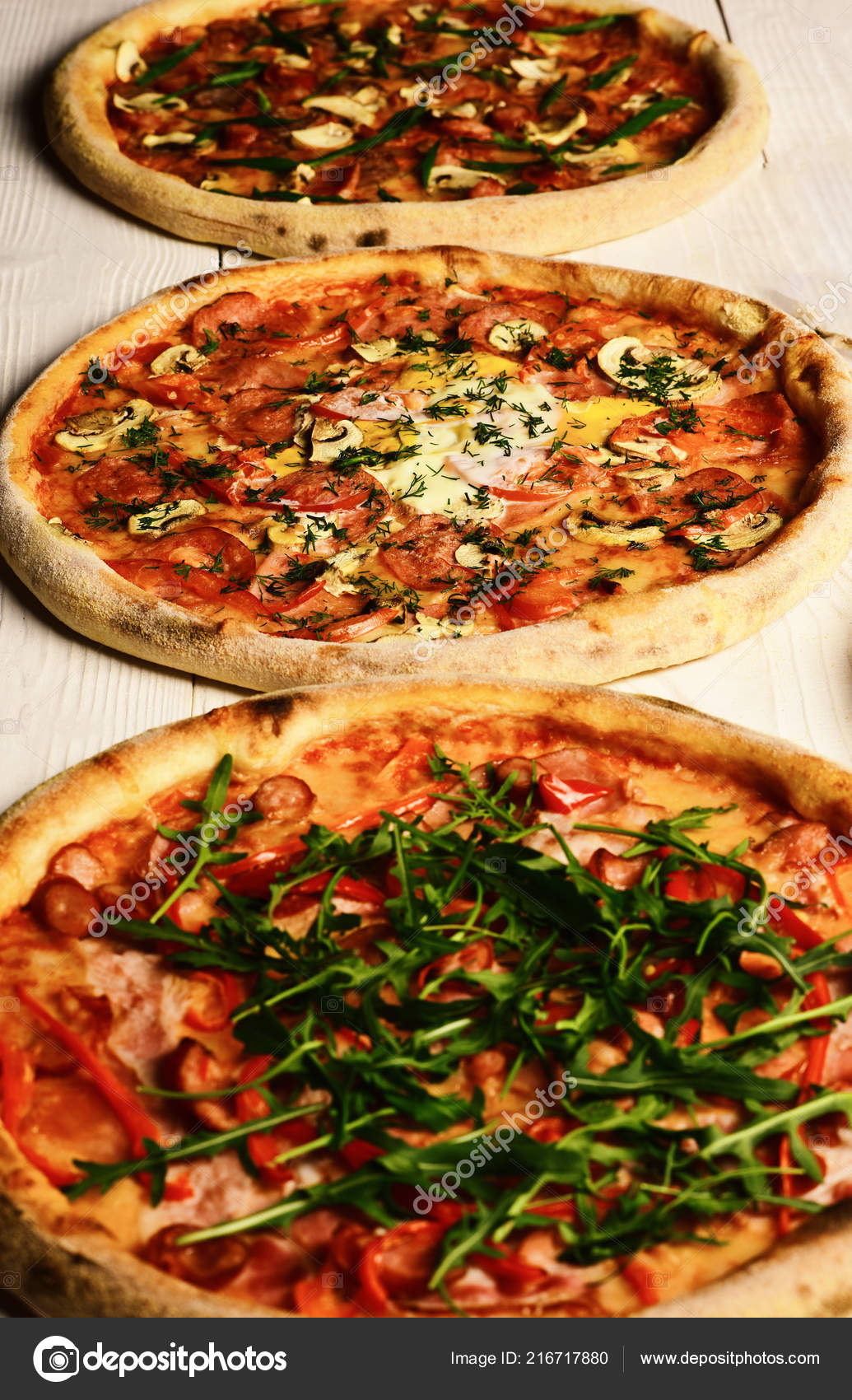 Different pizza set for menu. Take away food with ingredients Stock ...