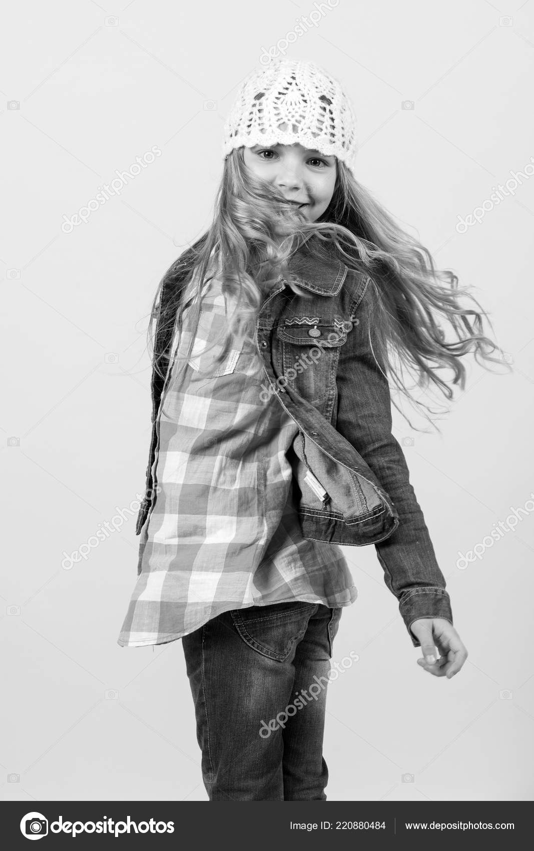 Child model smile with long blond hair — Stock Photo © stetsik #220880484
