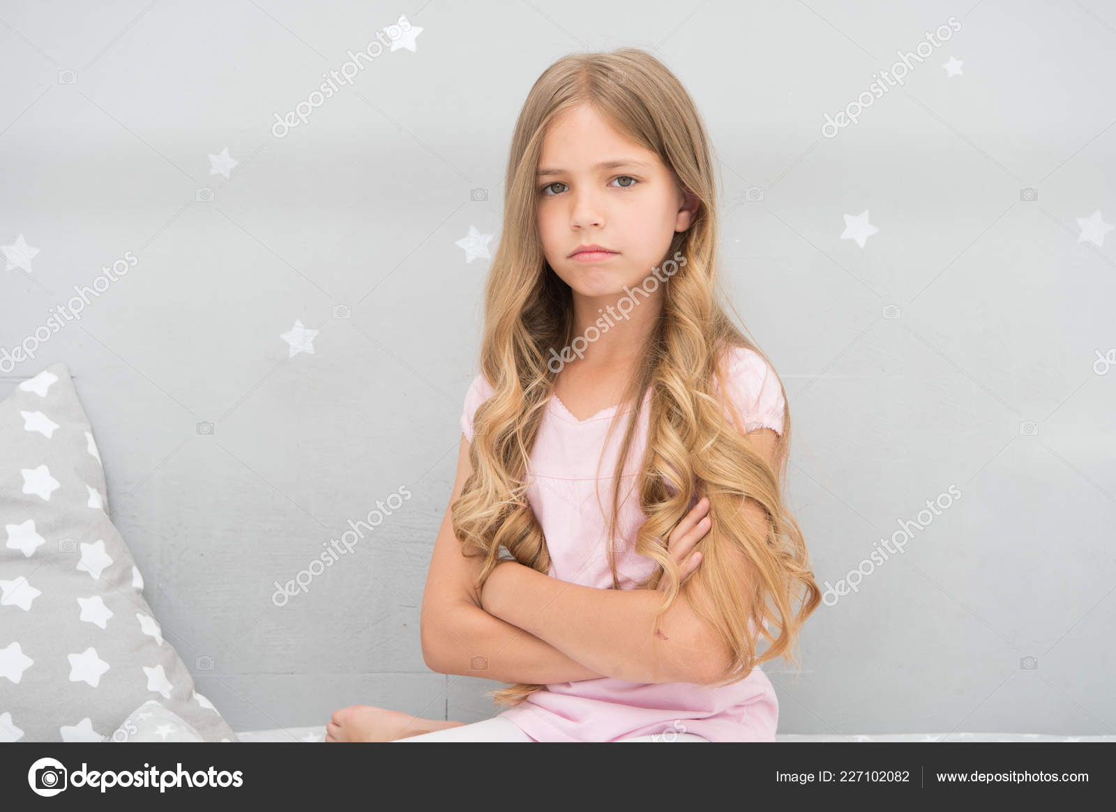 Girl Sad With Long Curly Hair Hold Hands Crossed On Chest Things You
