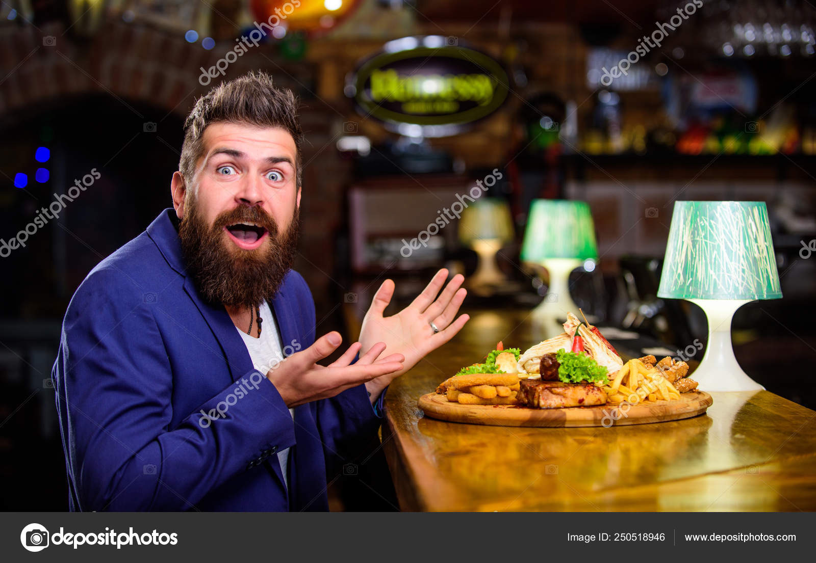 Bearded Man Eating Fish
