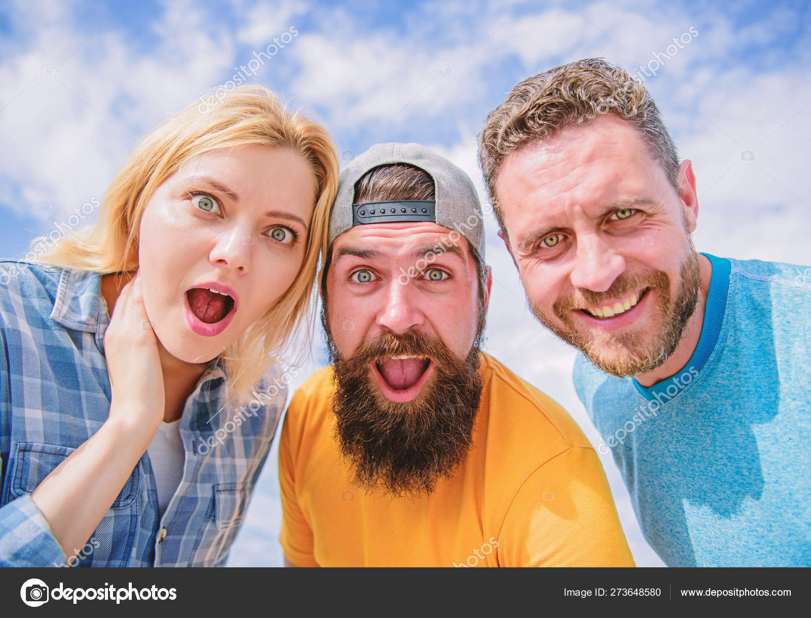 How to impress people. Shocking impression. Men with beard and woman ...