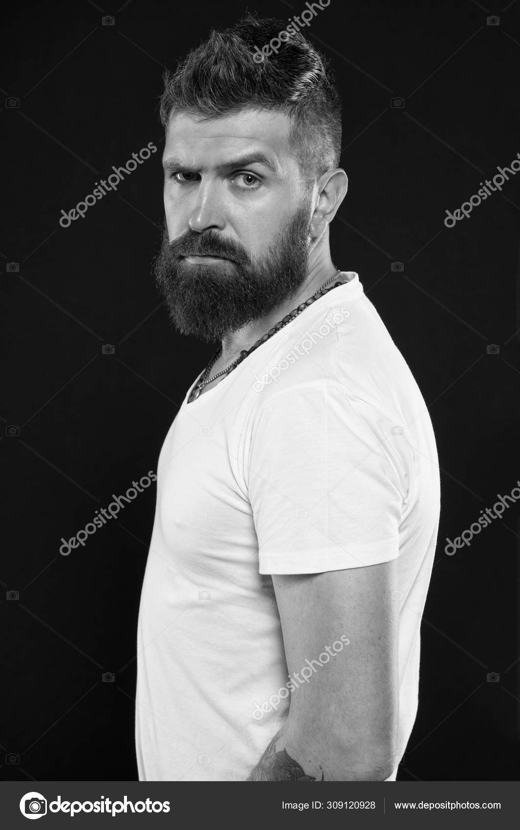 Man handsome hipster stylish beard and mustache. Styling and trimming ...