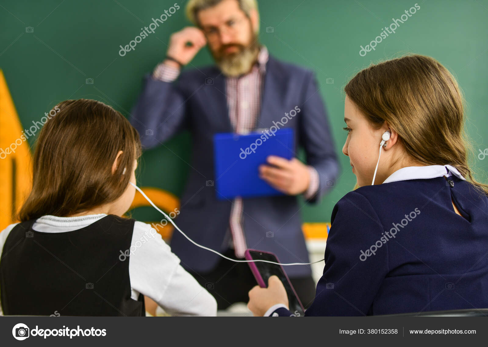 Instead studying. School students and teacher. Addicted to internet ...