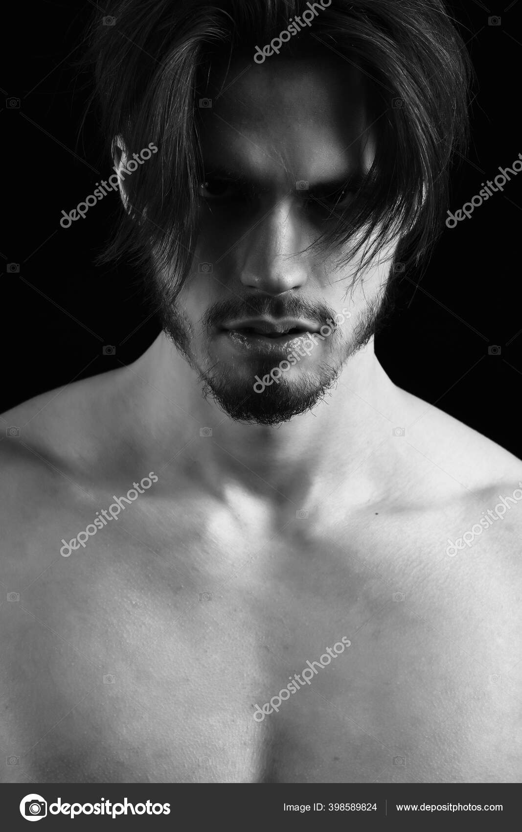 Bearded macho man portrait Stock Photo by ©stetsik 398589824