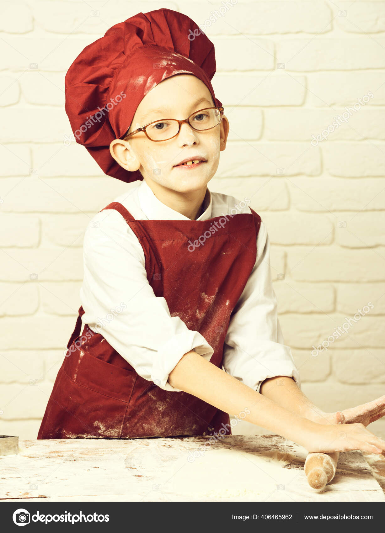 Stained cute cook chef boy — Stock Photo © stetsik #406465962