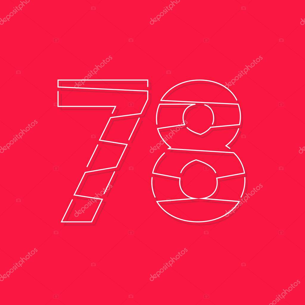 78 número, fuente lineal. Moderno diseño de moda, estilo creativo. Para ...
