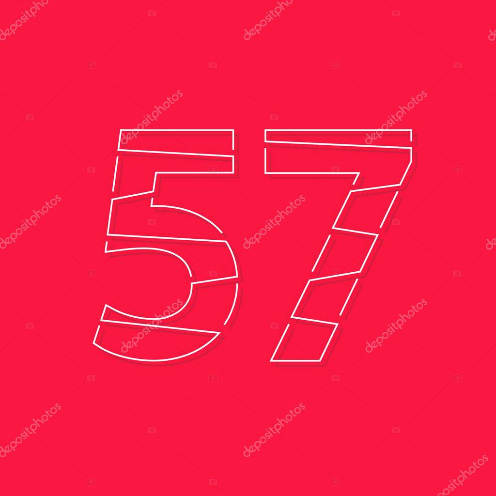57 número, fuente lineal. Moderno diseño de moda, estilo creativo. Para ...